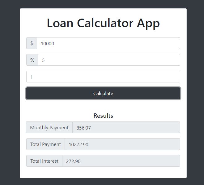 Simple Loan Calculator App Using Javascript With Free Source Code Sourcecodester